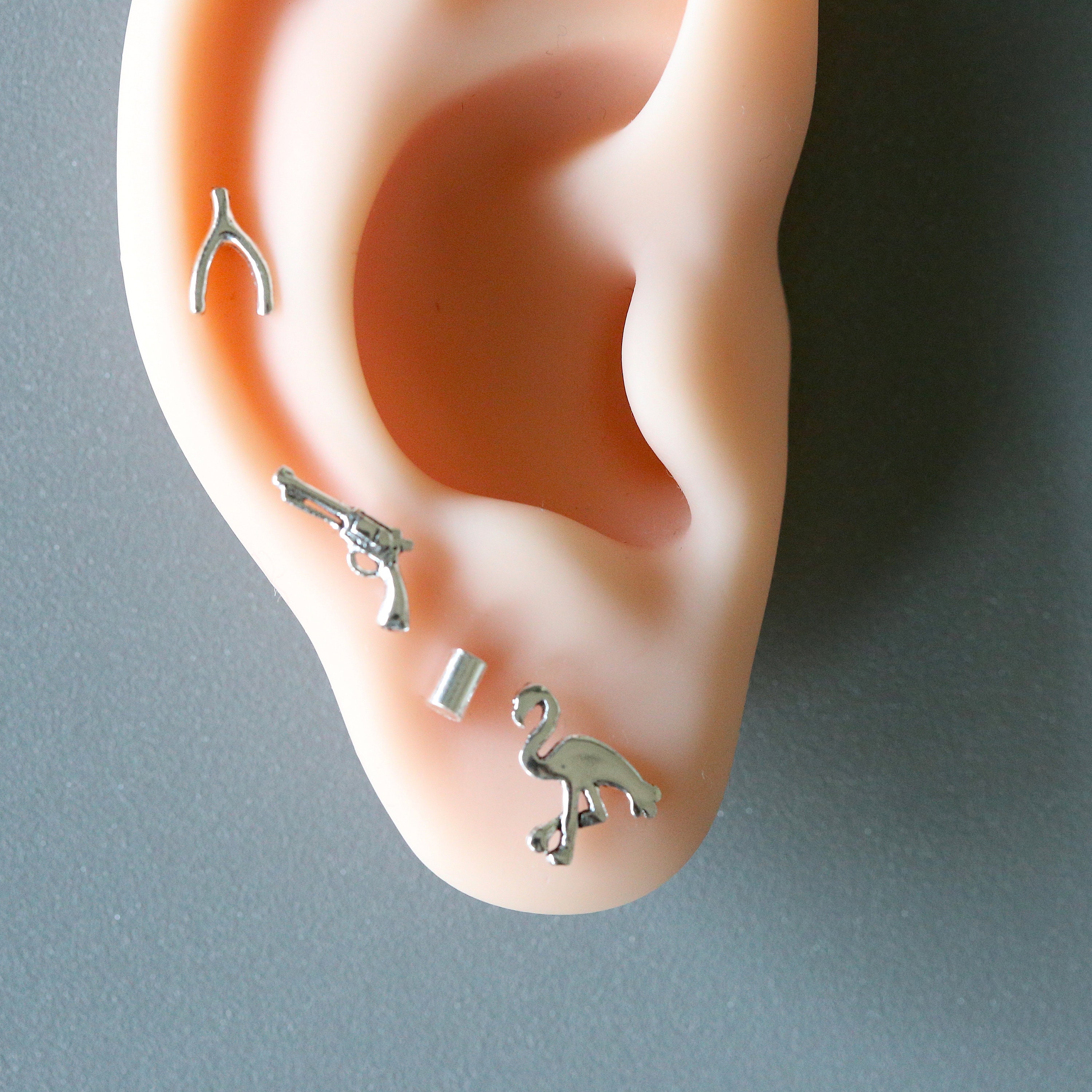 Tiny Gun Studs - Silver Gun Ear Studs - Gun Earrings - Sterling Silver ...