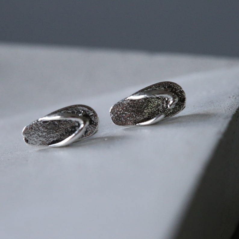 Flip Flop Ear Studs Silver Flip Flop Earrings Slipper - Etsy