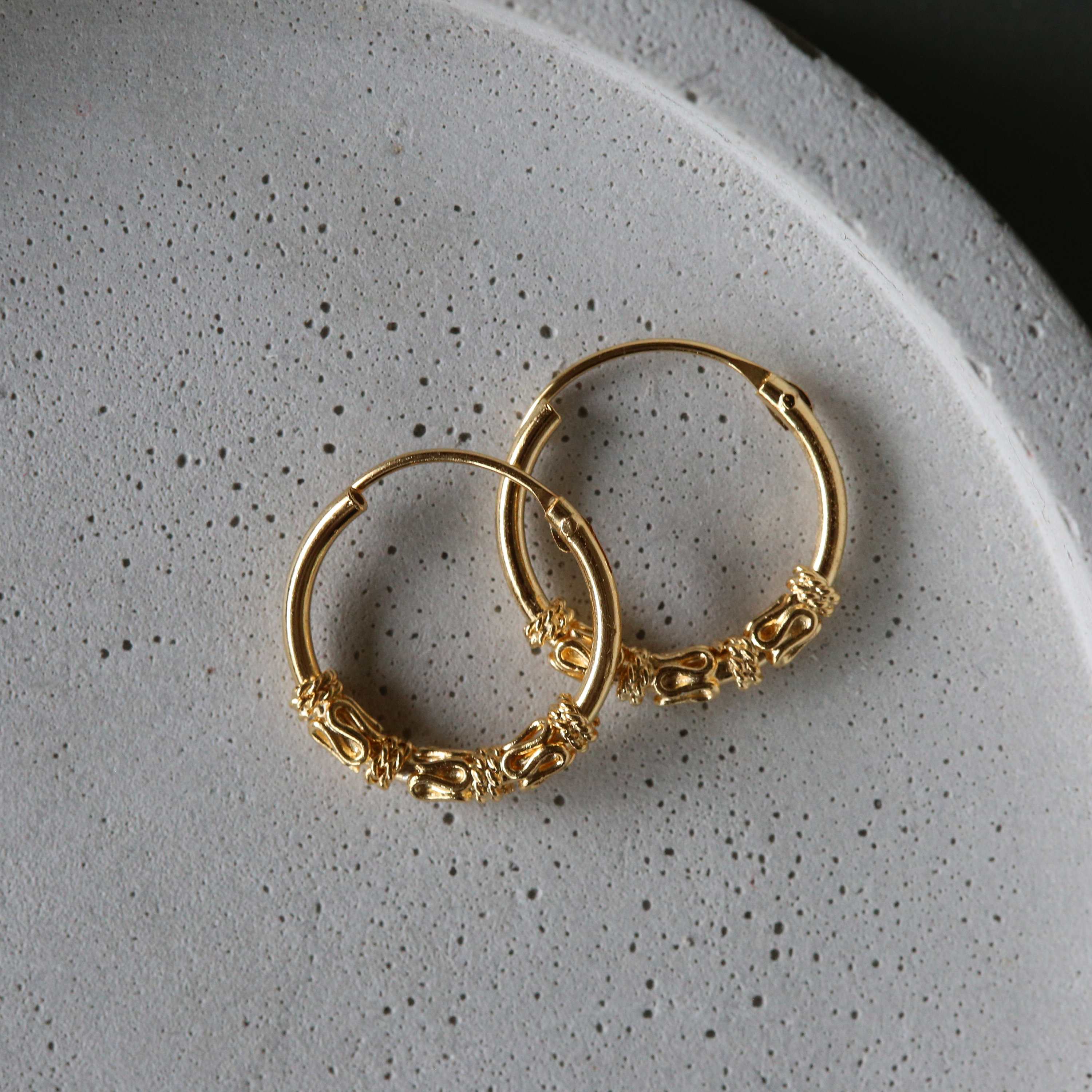 14mm Gold Plated Bali Hoops Bali Hoops Gold Plated Sterling Silver 925 ...