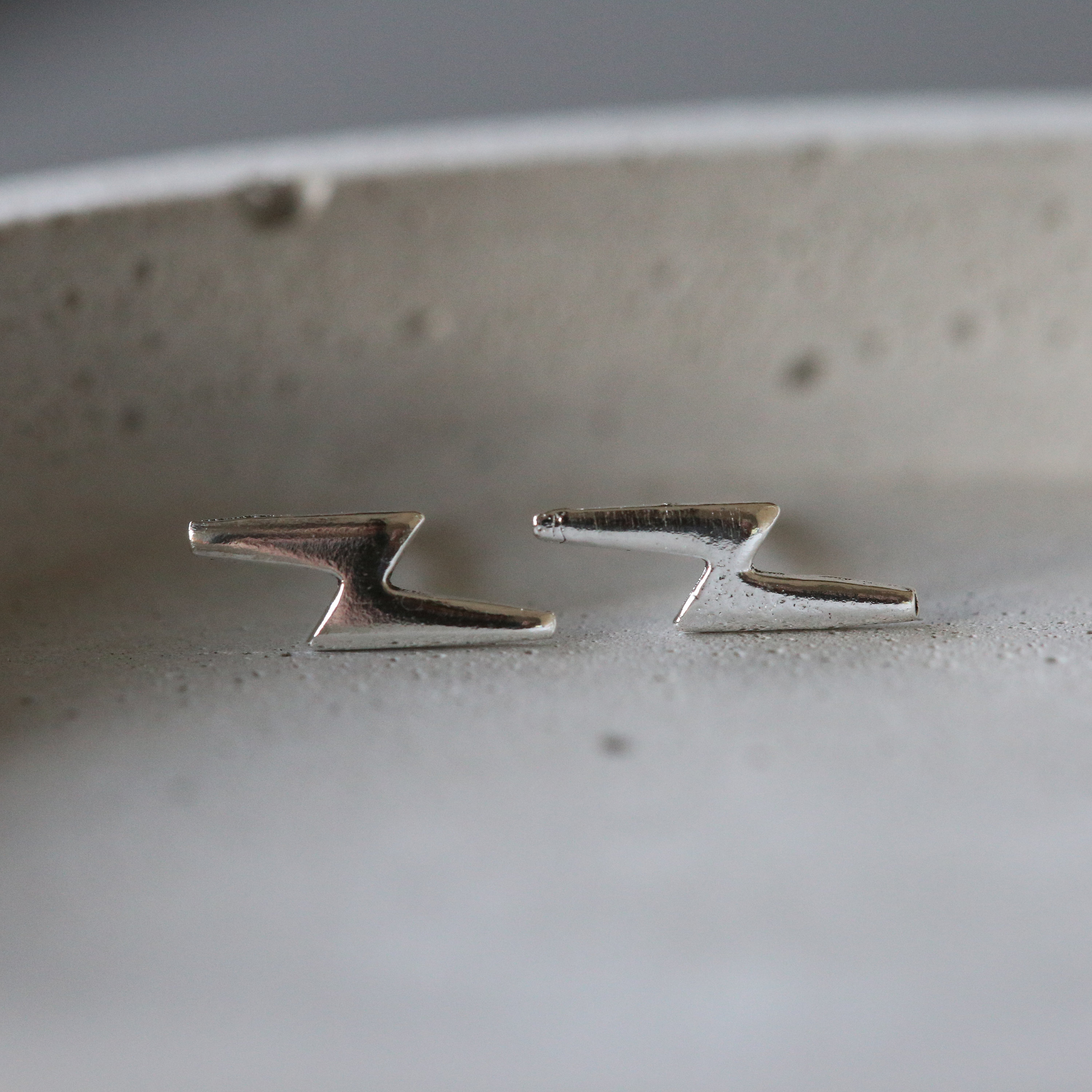 Lightning Bolt Ear Studs Silver Lightning Bolt Earrings | Etsy
