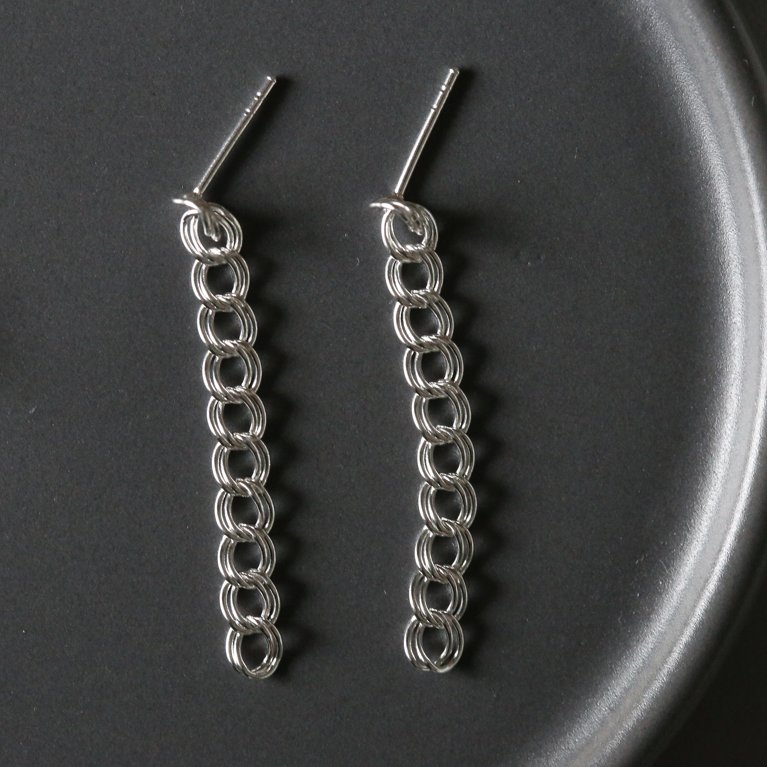 Sterling Silver Chain Drop Earrings: Minimalist Link Studs - Etsy