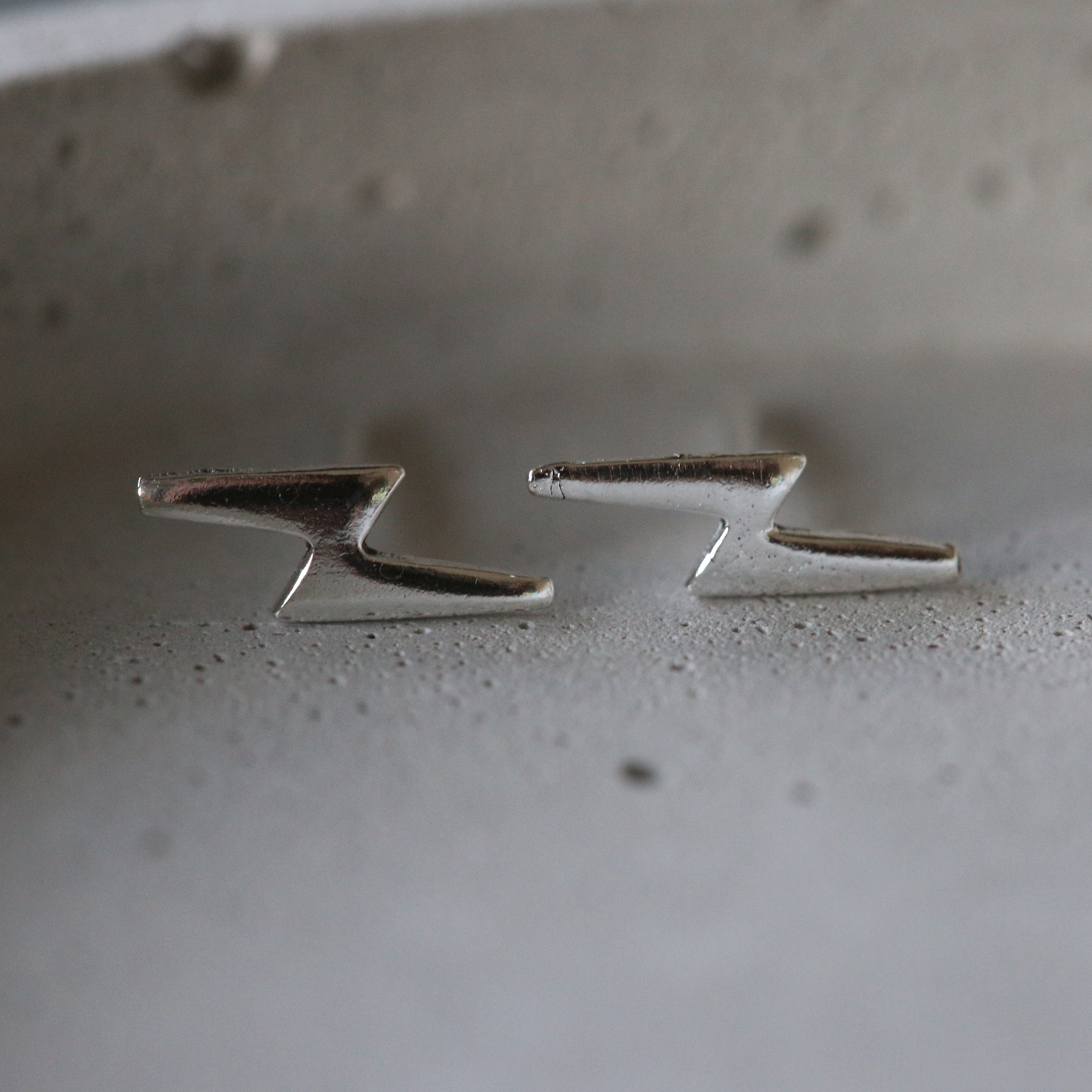 Lightning Bolt Ear Studs Silver Lightning Bolt Earrings | Etsy