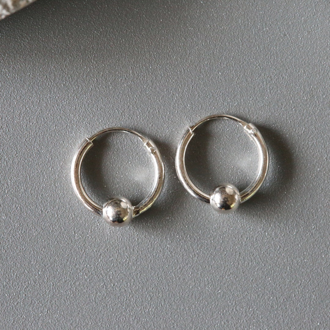 10mm Sterling Silver Ball Hoops: Minimalist Earrings - Etsy