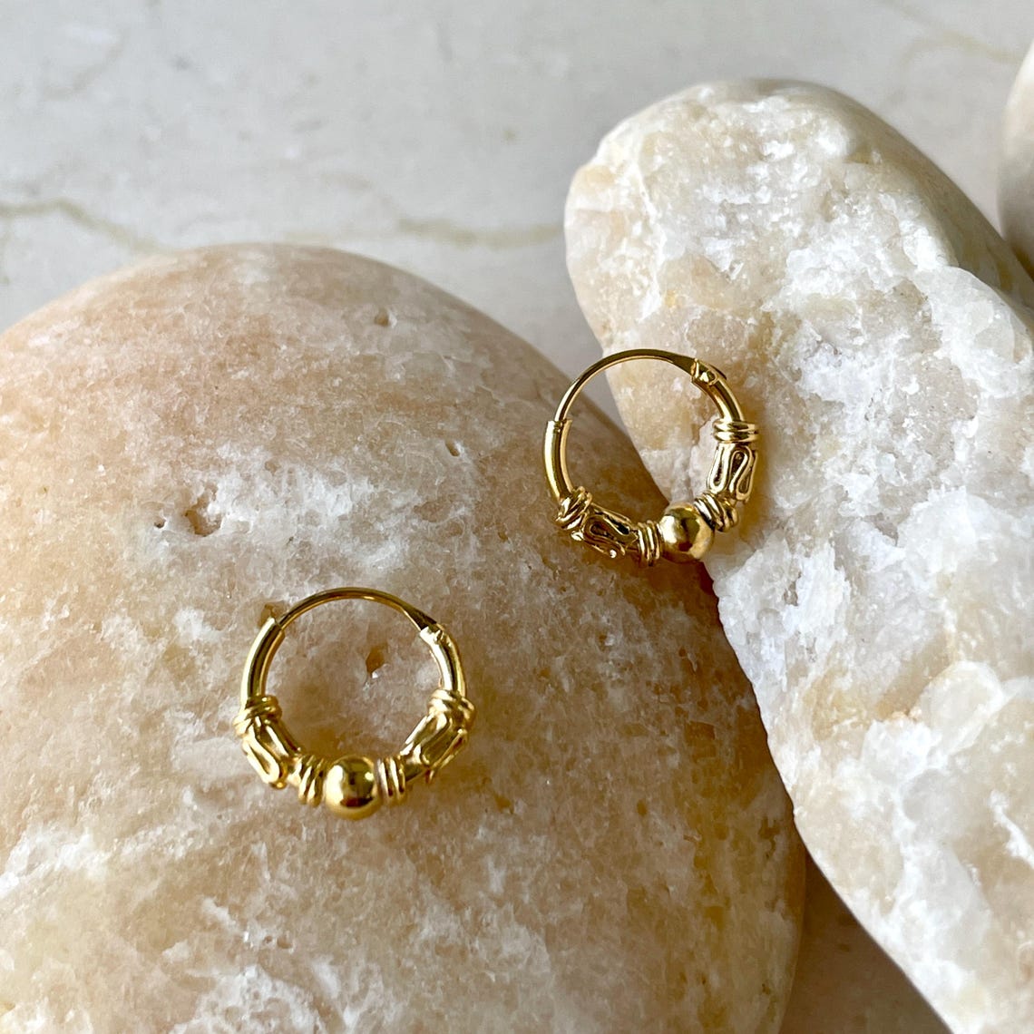 Gold Plated Bali Hoop Earrings: Sterling Silver 925 (10mm) - Etsy