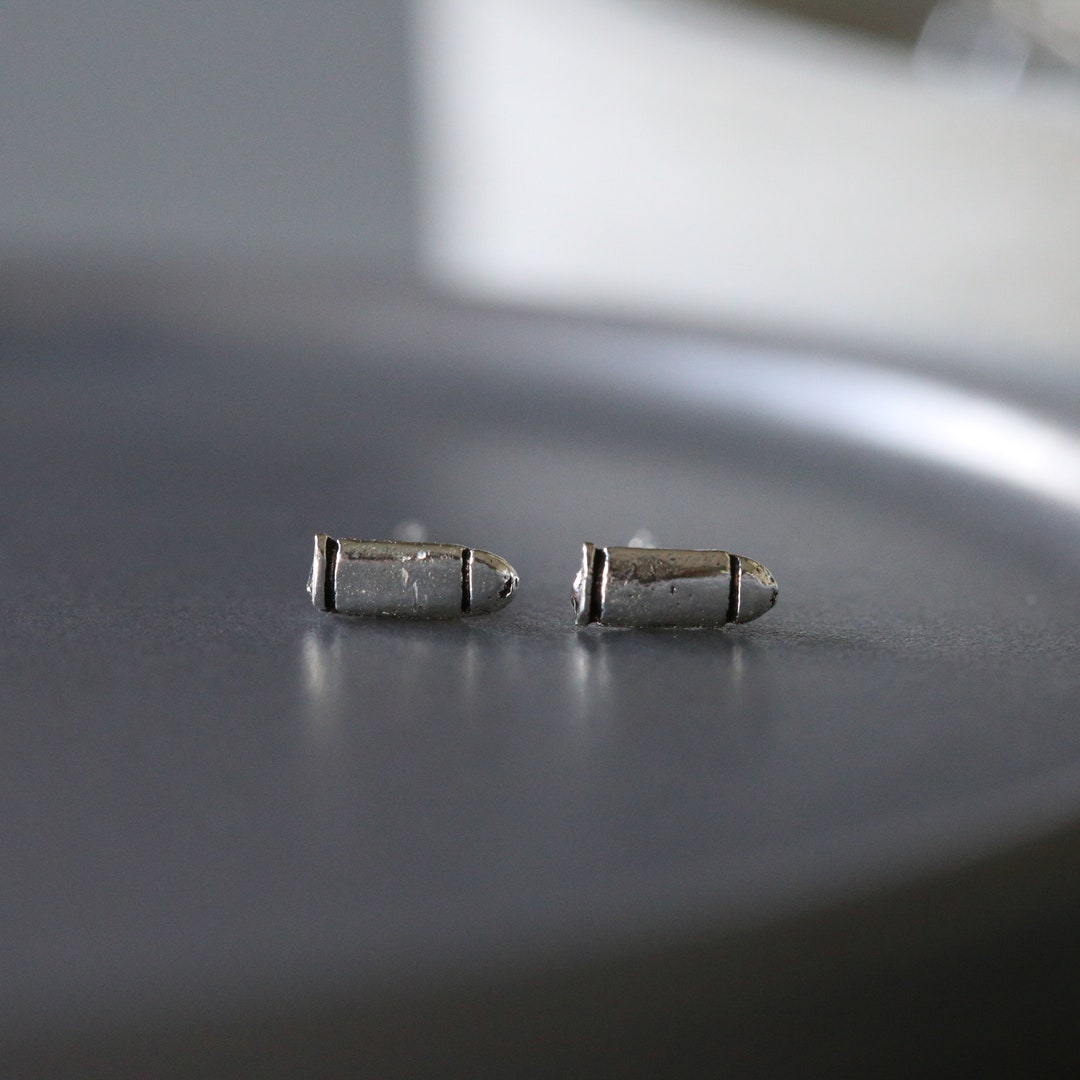 Tiny Bullet Studs - Silver Bullet Ear Studs - Bullet Earrings ...