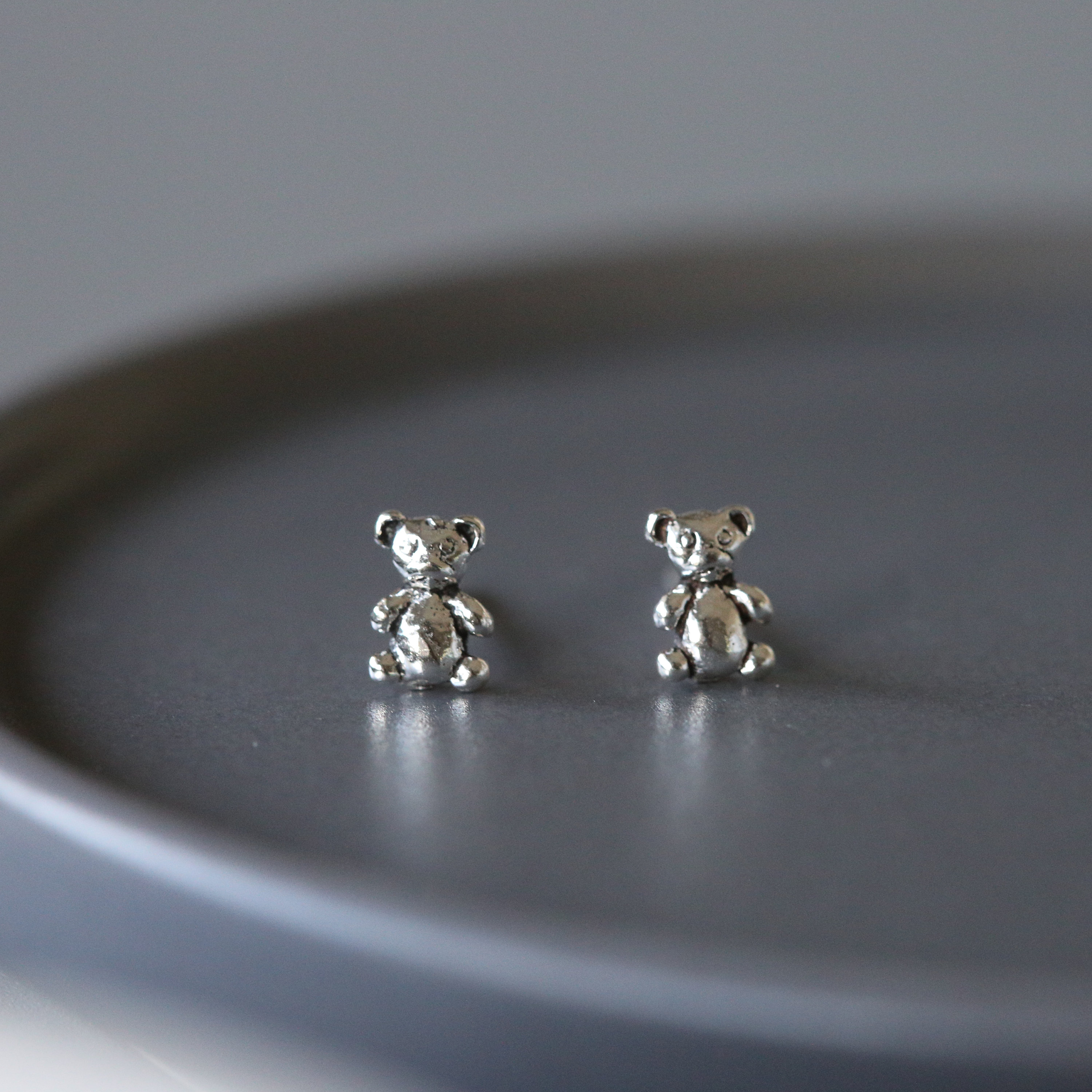 Teddy Bear Ear Studs Silver Teddy Bear Earrings Tiny Teddy | Etsy