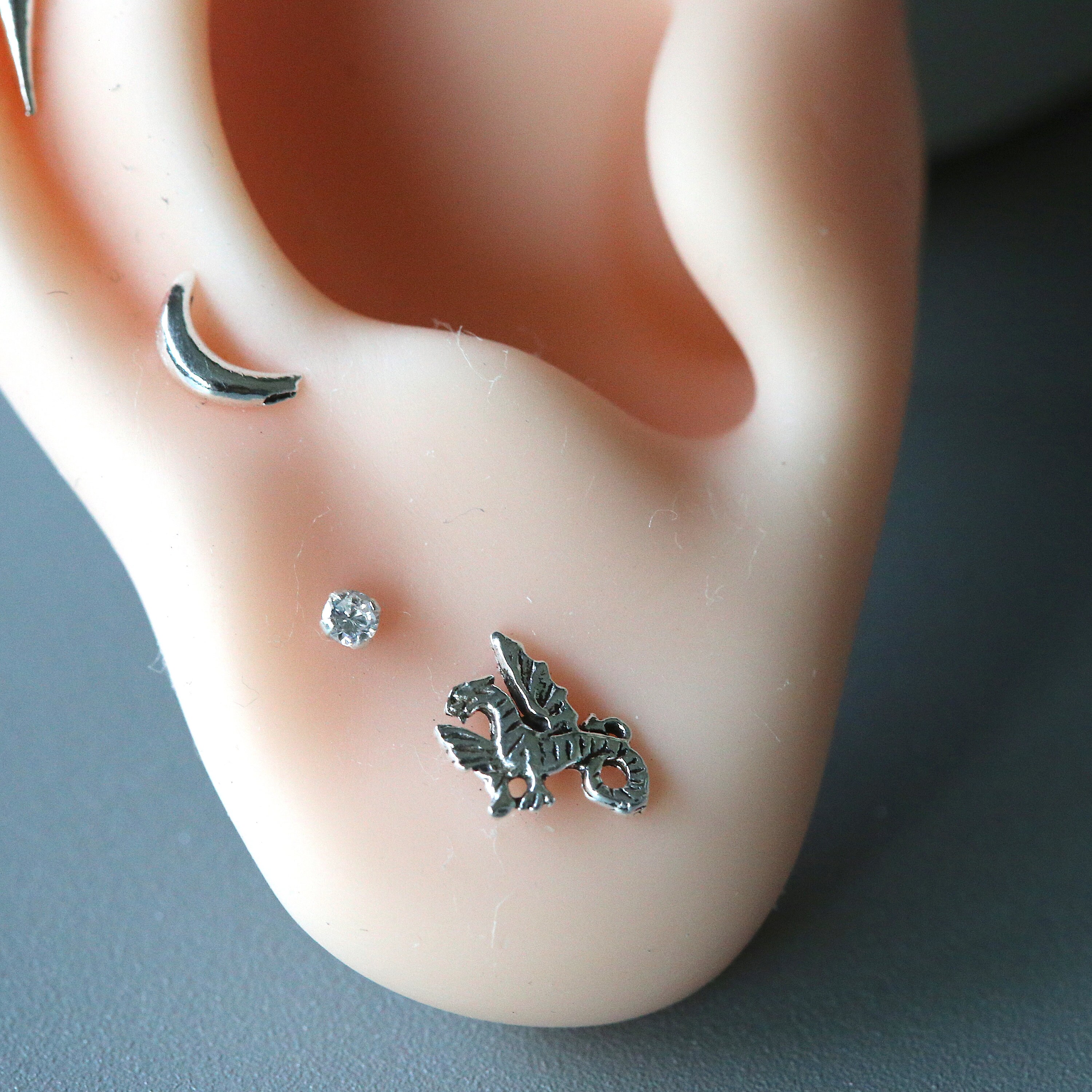 Dragon Ear Studs Silver Dragon Earrings Tiny Dragon Studs - Etsy UK
