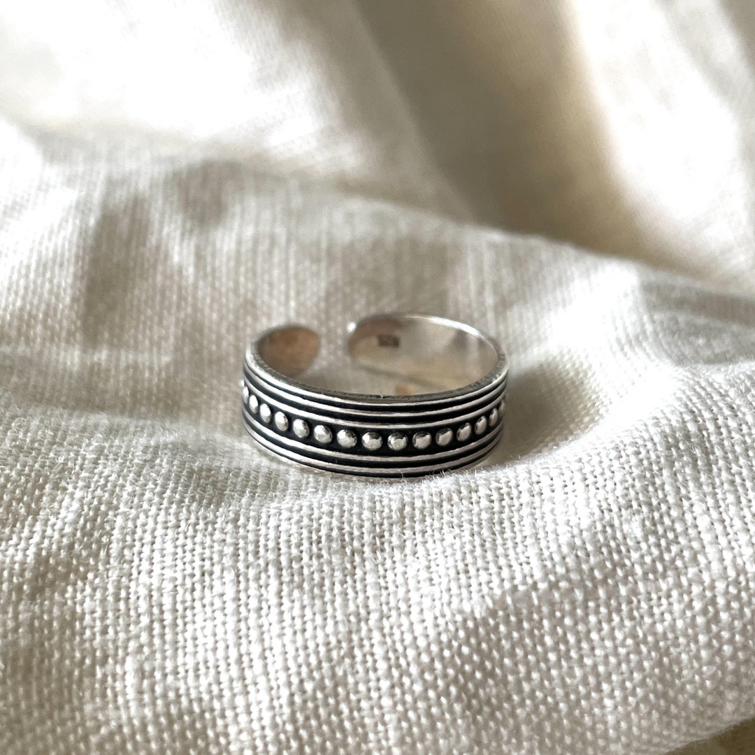 Indian Toe Ring, Dotted Toe Ring, Sterling Silver Toe Ring, Boho Toe ...