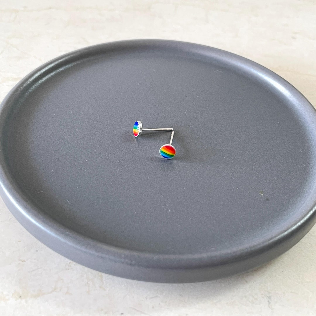 Rainbow Studs, Rainbow Circle Studs, Round Rainbow Studs, Rainbow Earrings, Pride Earrings ...