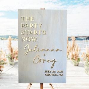The Party Starts Now, Day Before Wedding Sign, Wedding Sign, 3d Wedding ...