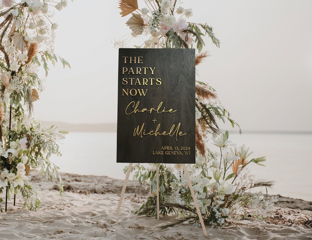 Beach Wedding Sign, Wedding Party Sign, Day Before Wedding Sign, Party ...