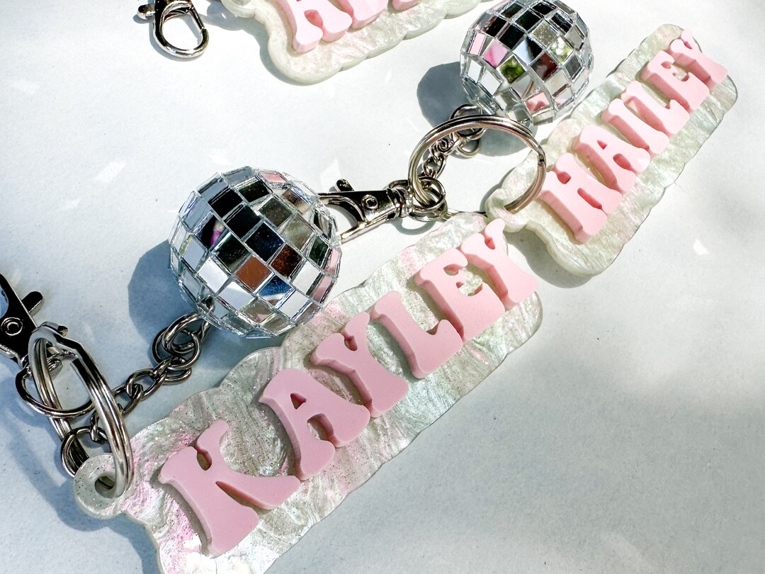 Personalized Keychain Name Tag Keychain Disco Ball Keychain Acrylic ...