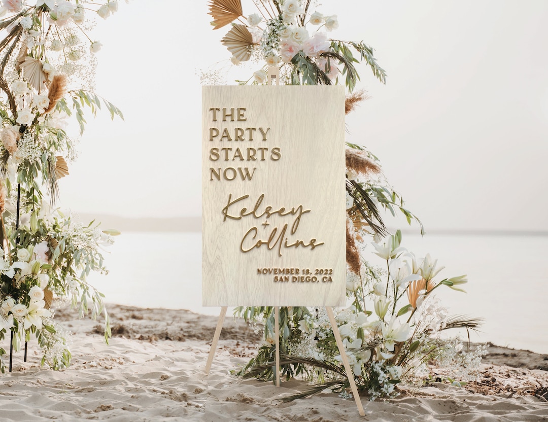 Rehersal Dinner Sign, Day Before Wedding Sign, the Party Starts Now ...