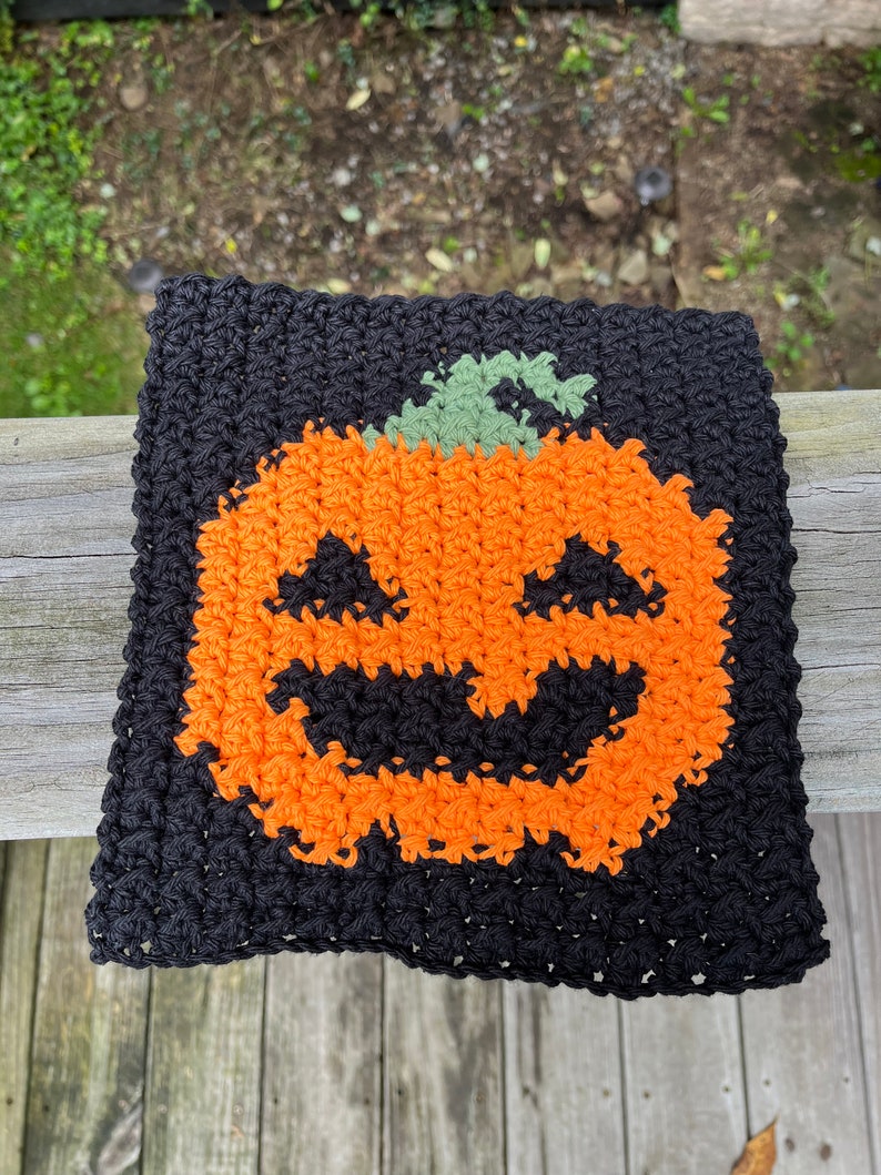 Toothy Pumpkin Dishcloth Crochet Pattern | Halloween | Fall - Etsy
