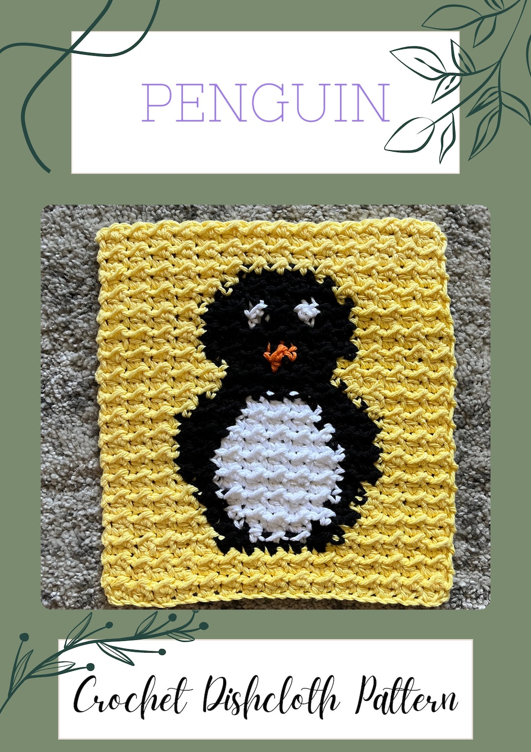 Penguin Dishcloth Crochet Pattern | Animal | Pittsburgh - Etsy