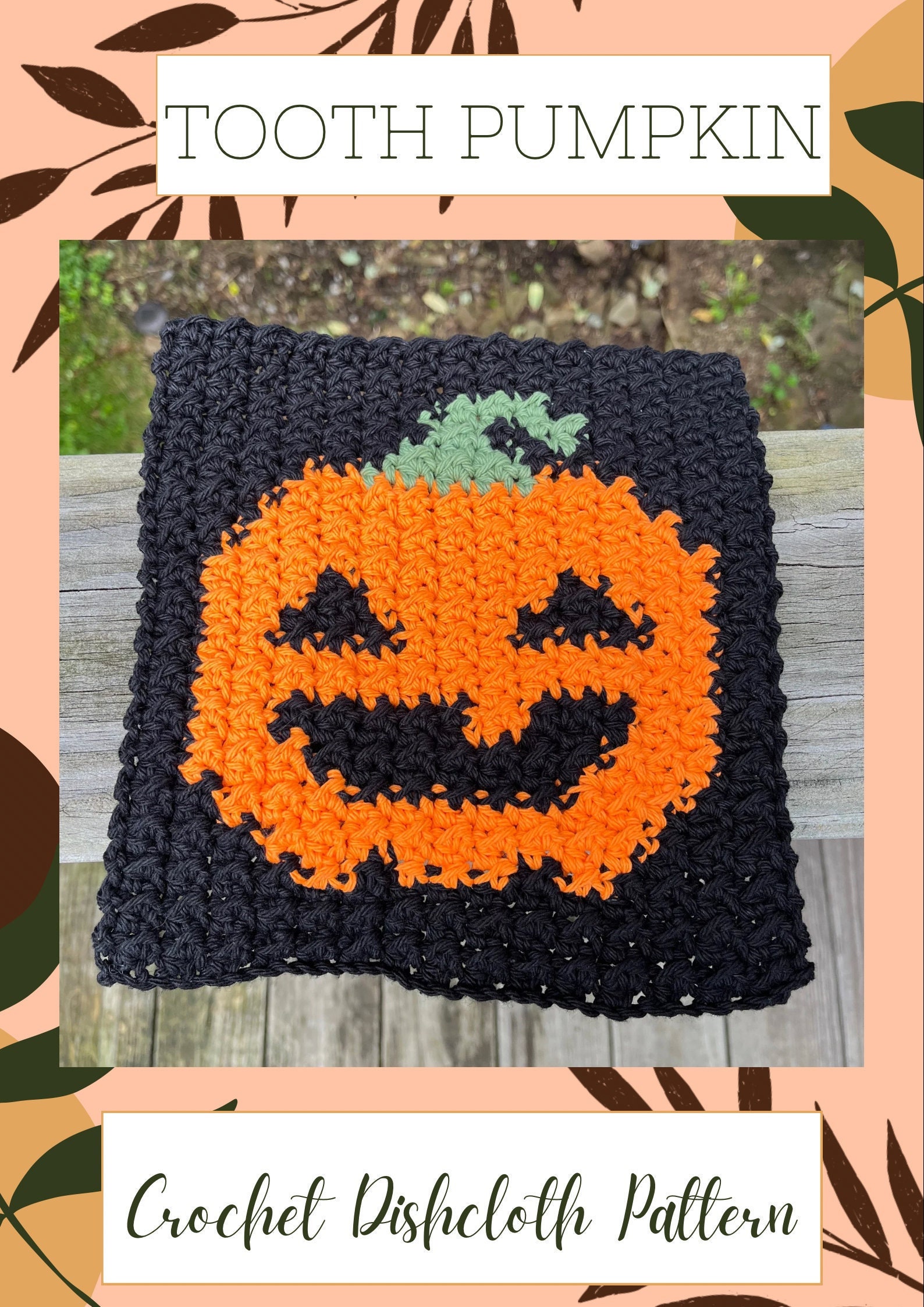 Toothy Pumpkin Dishcloth Crochet Pattern | Halloween | Fall - Etsy