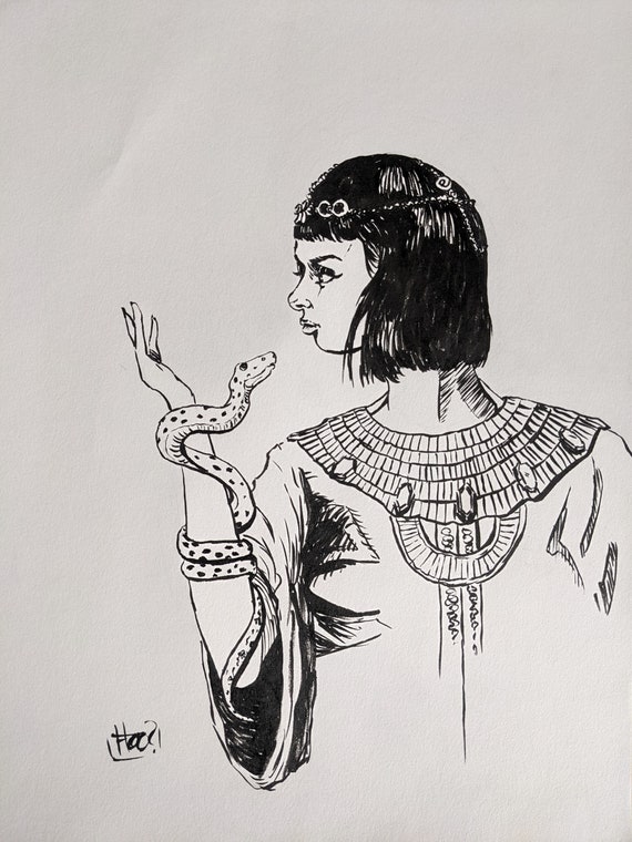 Cleopatra Ink Drawing - Etsy