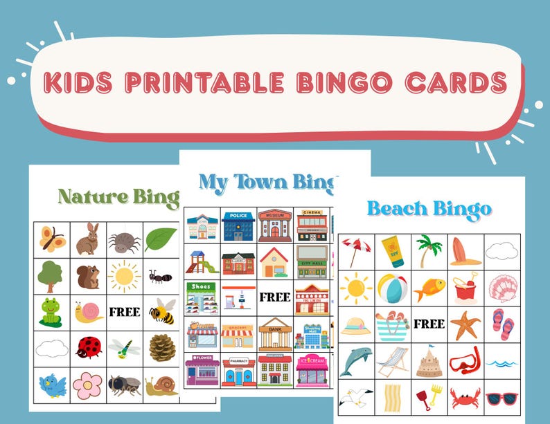 Fun Kids Bingo Cards | Themed Bingo for Learning & Play - Etsy