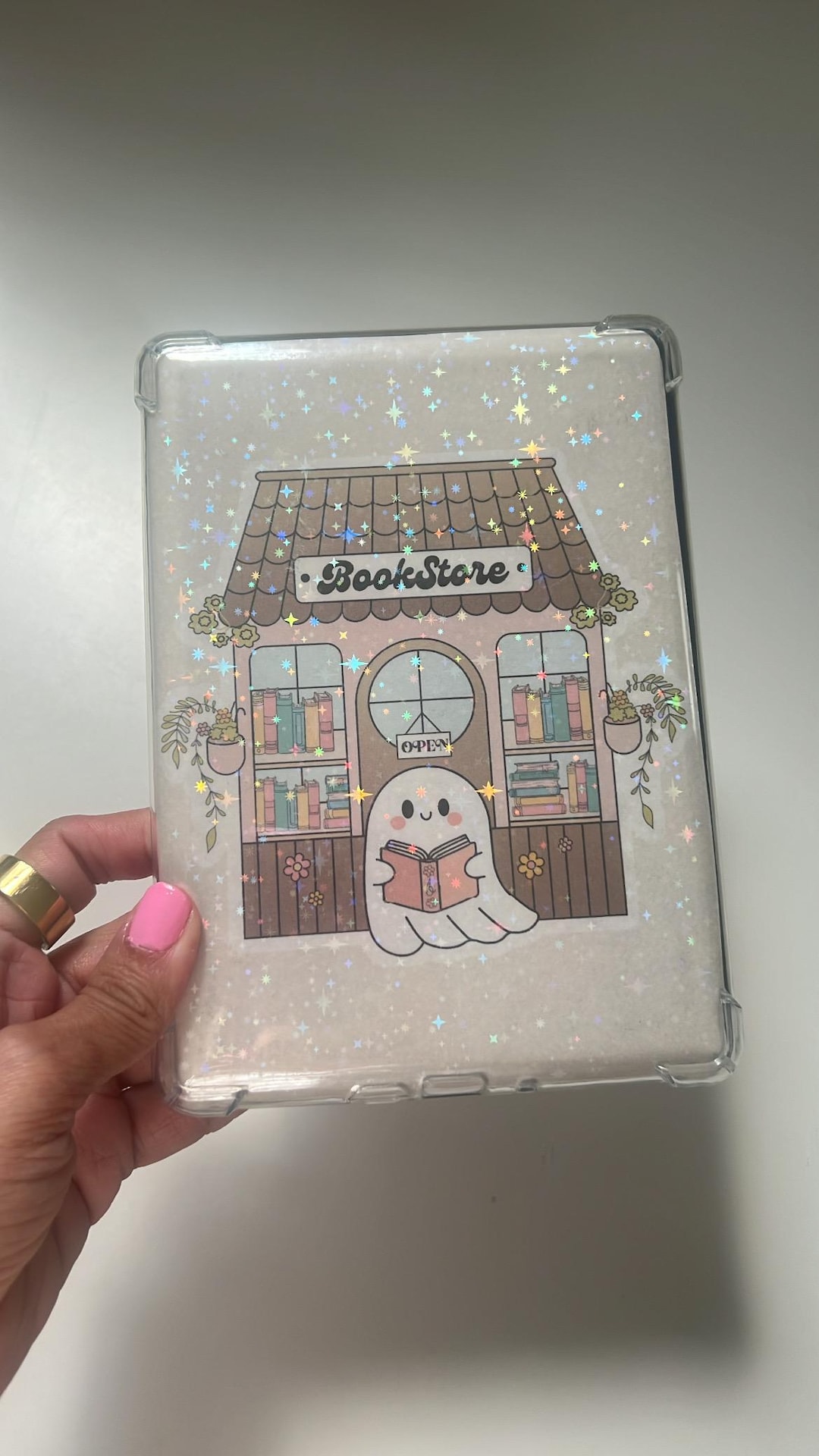 Ghost in Bookstore Library,cute Ghost Reading Kindle Insert for Clear ...