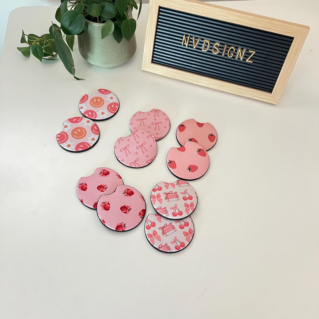Retro Car Coasters,set of 2 Pink Car Girly Coquette Coasters,cute ...
