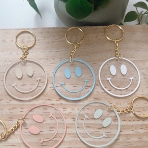 Acrylic Smiley Happy Face Keychain, Smiley Face Keyring,trendy Happy ...