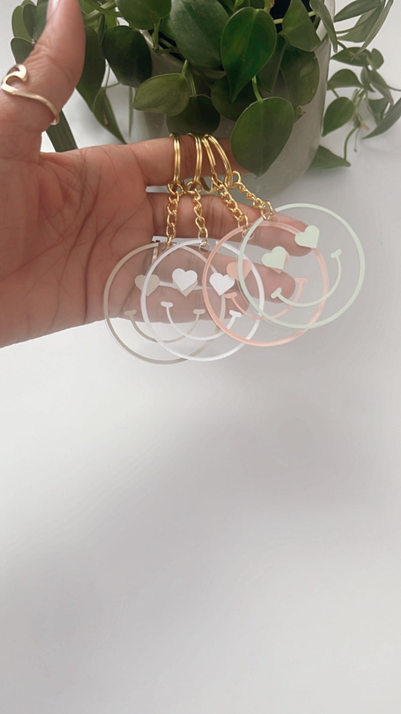 Acrylic Smiley Happy Face Keychain, Smiley Face Keyring,trendy Happy ...