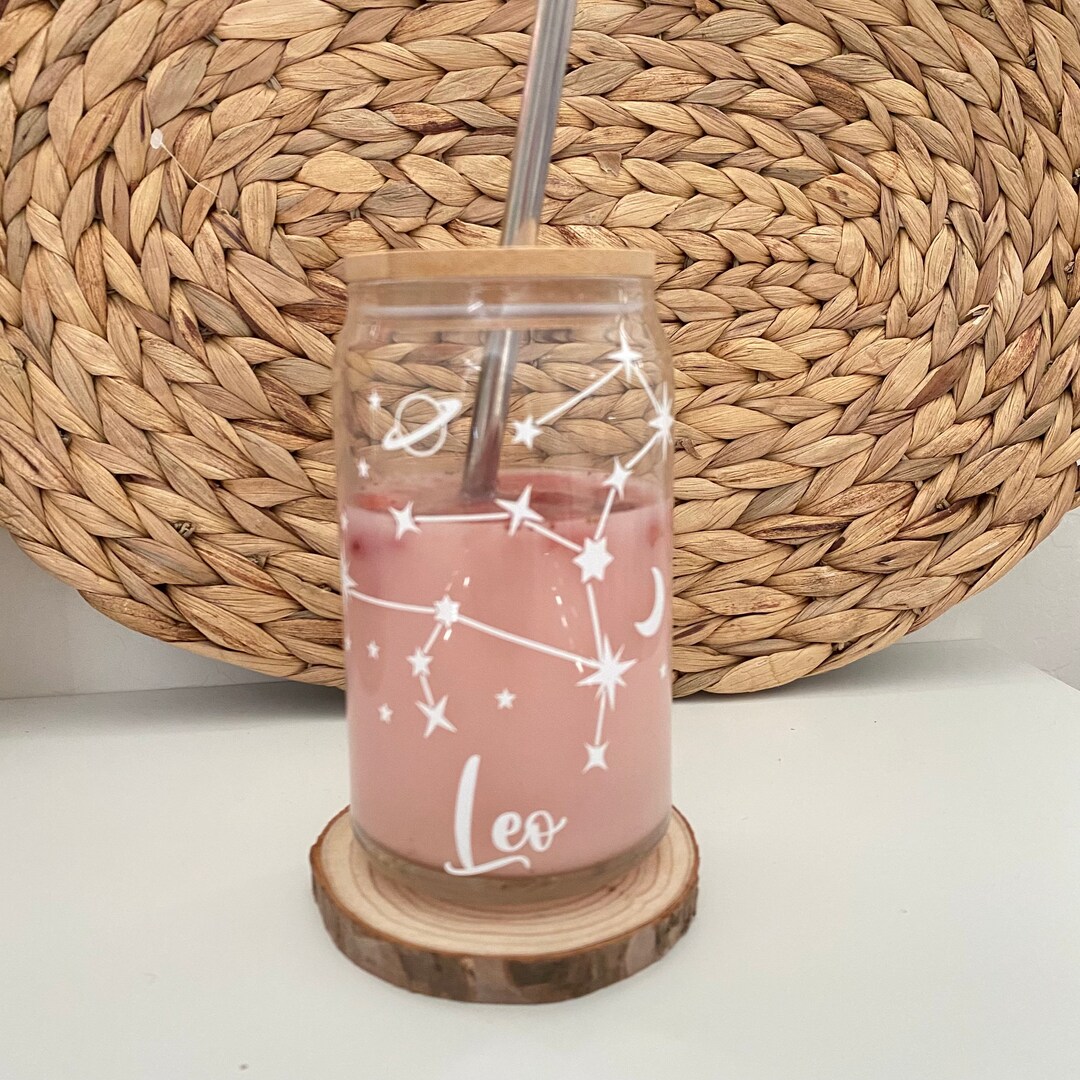 Zodiac Sign Astrology Iced Coffee Beer Can Glass Cup,groovy Astrology ...