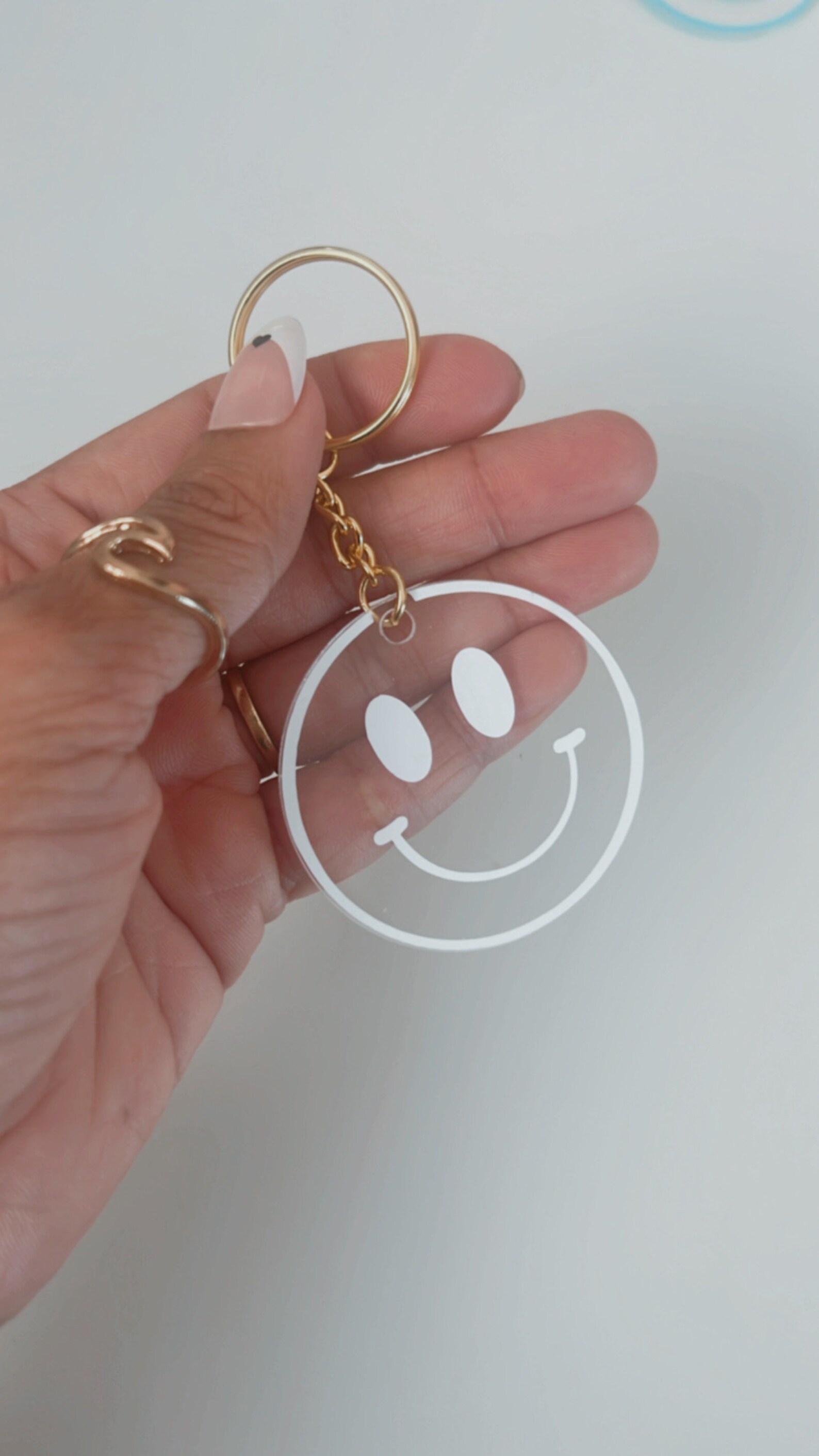 Acrylic Smiley Happy Face Keychain, Smiley Face Keyring,trendy Happy ...