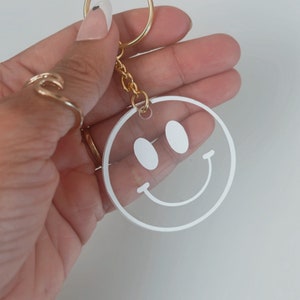 Acrylic Smiley Happy Face Keychain, Smiley Face Keyring,trendy Happy ...
