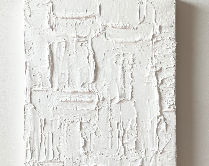 White Textured Canvas Wall Art, Abstract White Wall Decor, Modern and ...