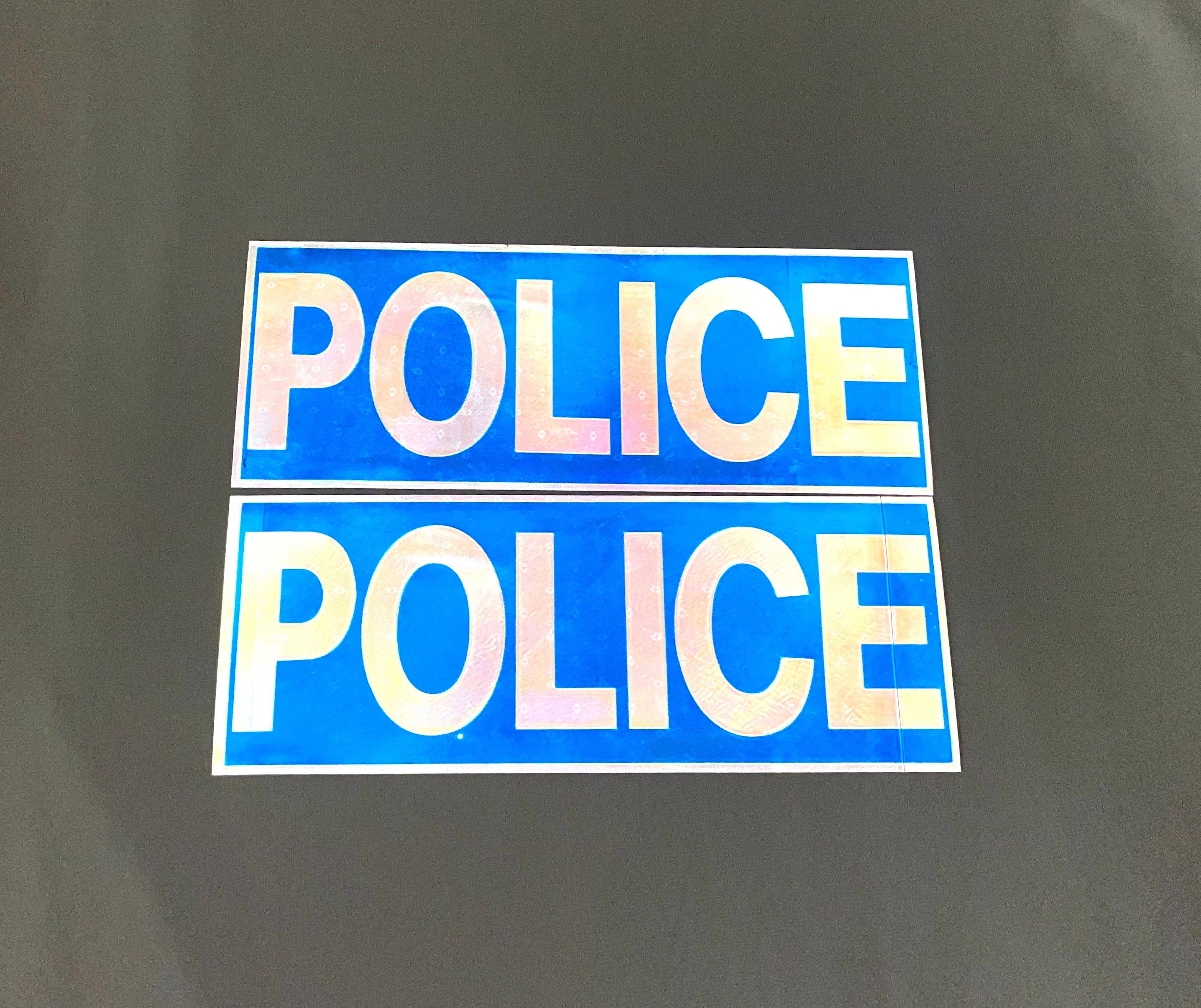 POLICE Reflective SEW ON Material | 4 Inch X 10 Inch | 2 Panels | White ...