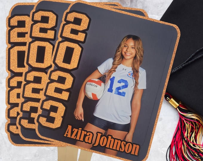 Photo Custom Face Fans With Wooden Handle, Graduation Fan, Graduation ...