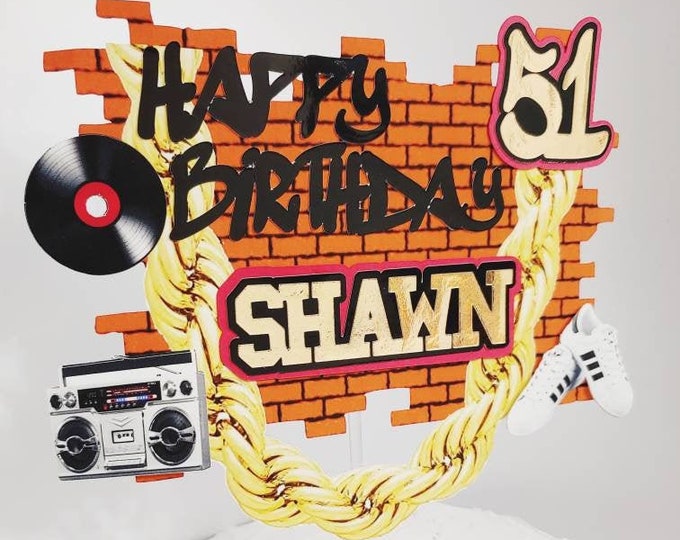 80s Themed Hip Hop - Personalized Cake Topper - Hip-hop - Party ...