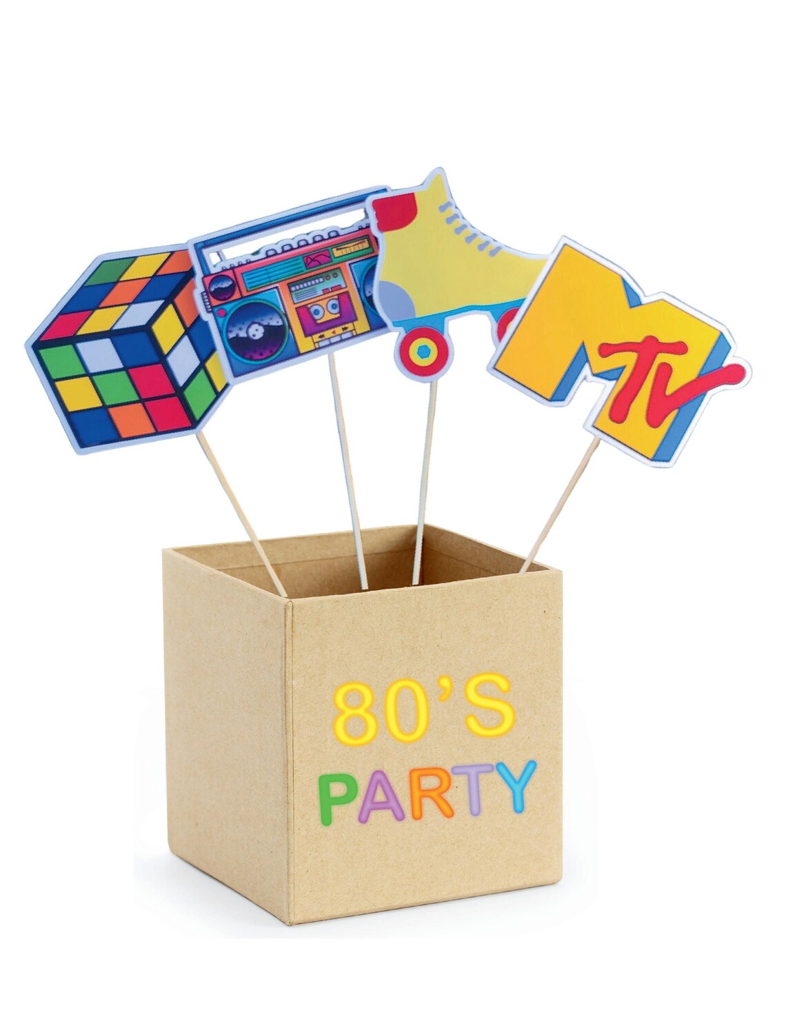 80s 90s Themed Neon Centerpiece Sticks - 80s Party Decorations - 80s ...