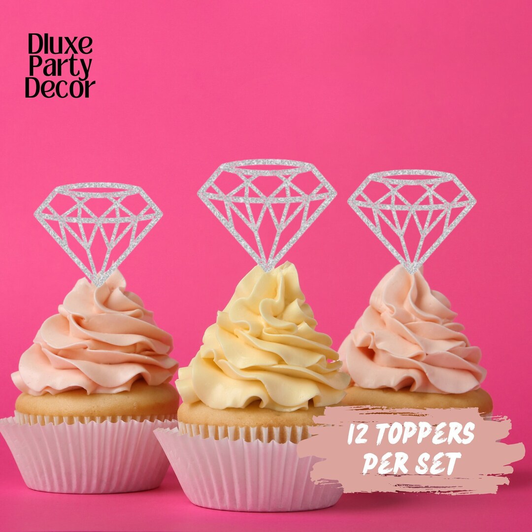 Diamond Cupcake Toppers, Diamond Donut Toppers, Engagement Party ...