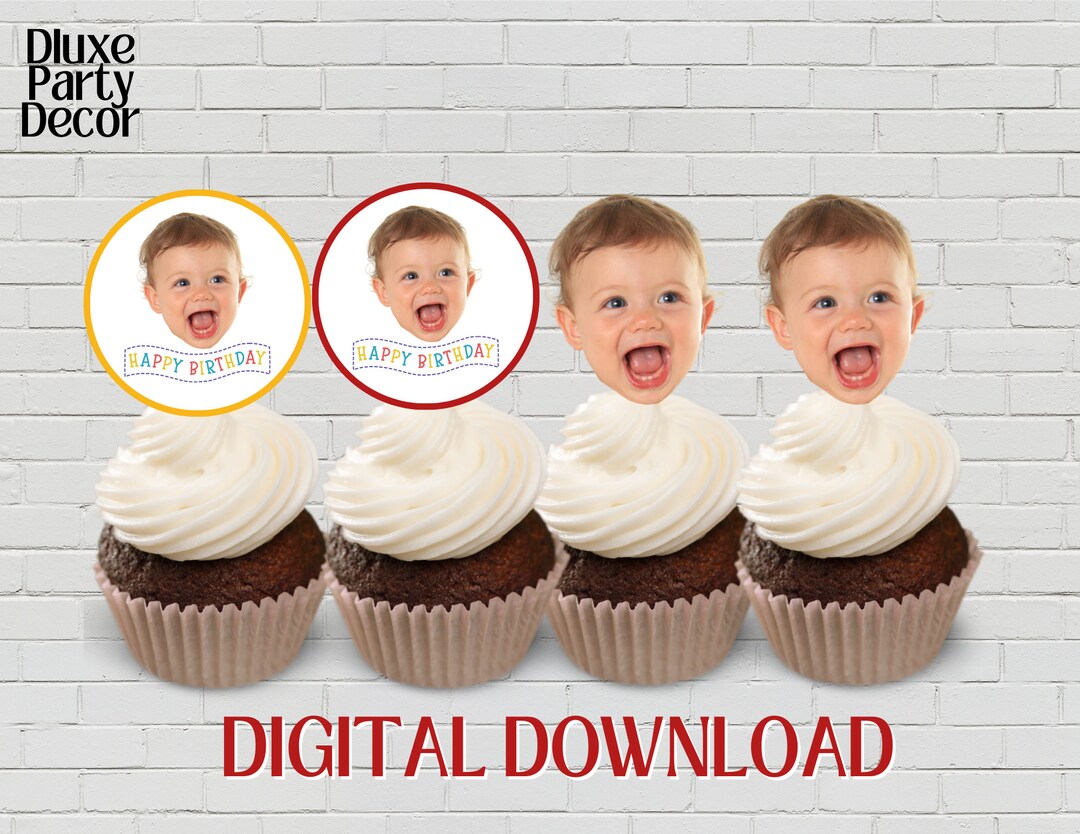 Face Cupcake Toppers Photo Cupcake Topper Face on a Stick Funny Cupcake ...