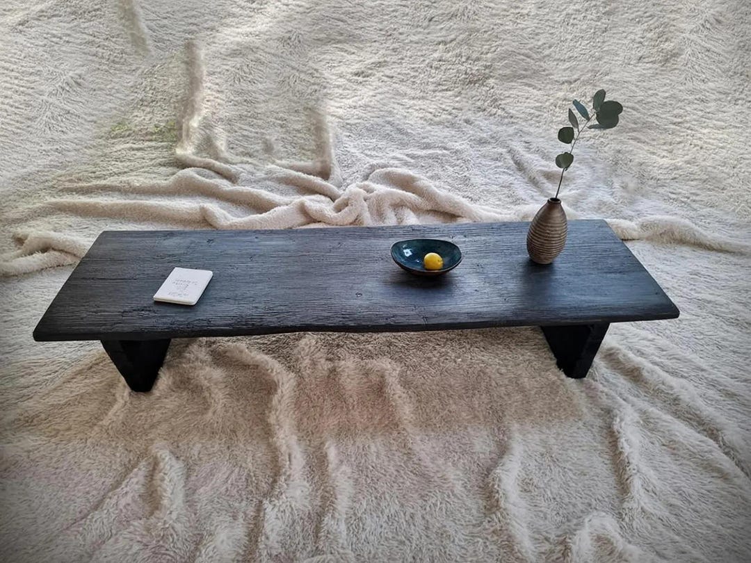 Reclaimed Live Edge Coffee Table – Handmade Rustic Black Farmhouse ...