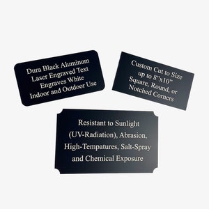 Engraved Metal Plate, Dura Black Aluminum, Outdoor Grade Plaque ...