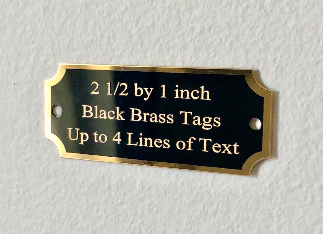 Engraved Black Brass Plate Tags, 2 1/2 X 1 Inch Tag, Personalized Metal ...