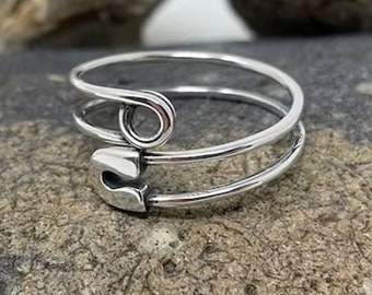 Polished Sterling Silver Tapered Wrap Ring 925 Bypass Style - Etsy