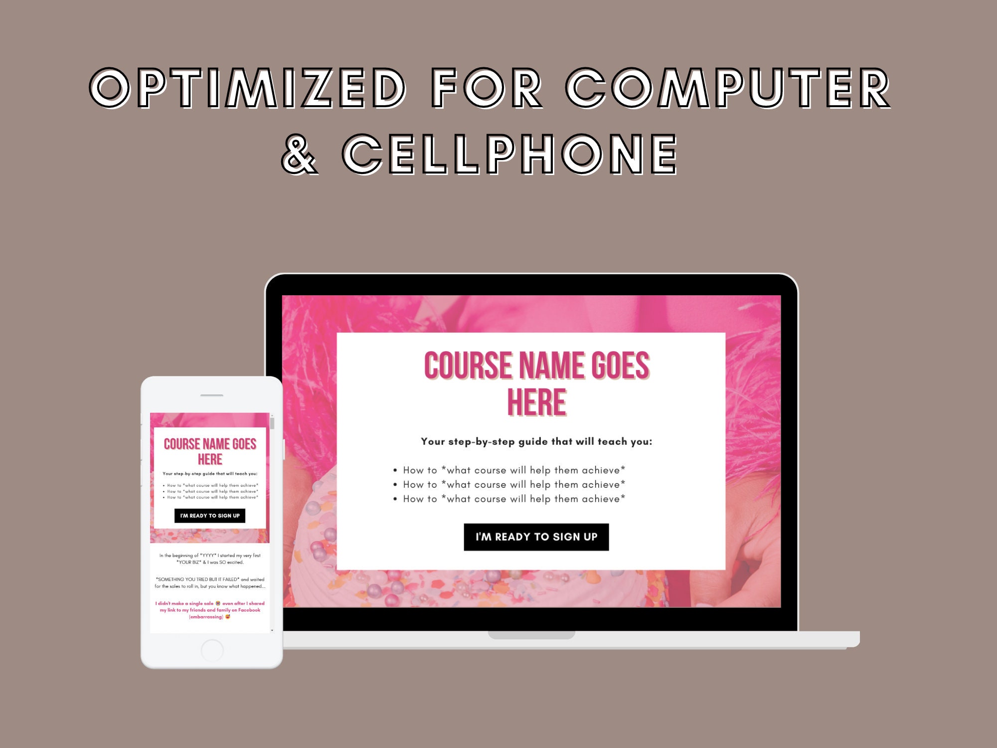 Pink Course Landing Page Template Canva Website Template - Etsy