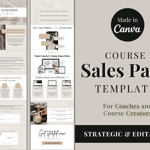 Sales Page Template Canva Online Course Launch Template - Etsy