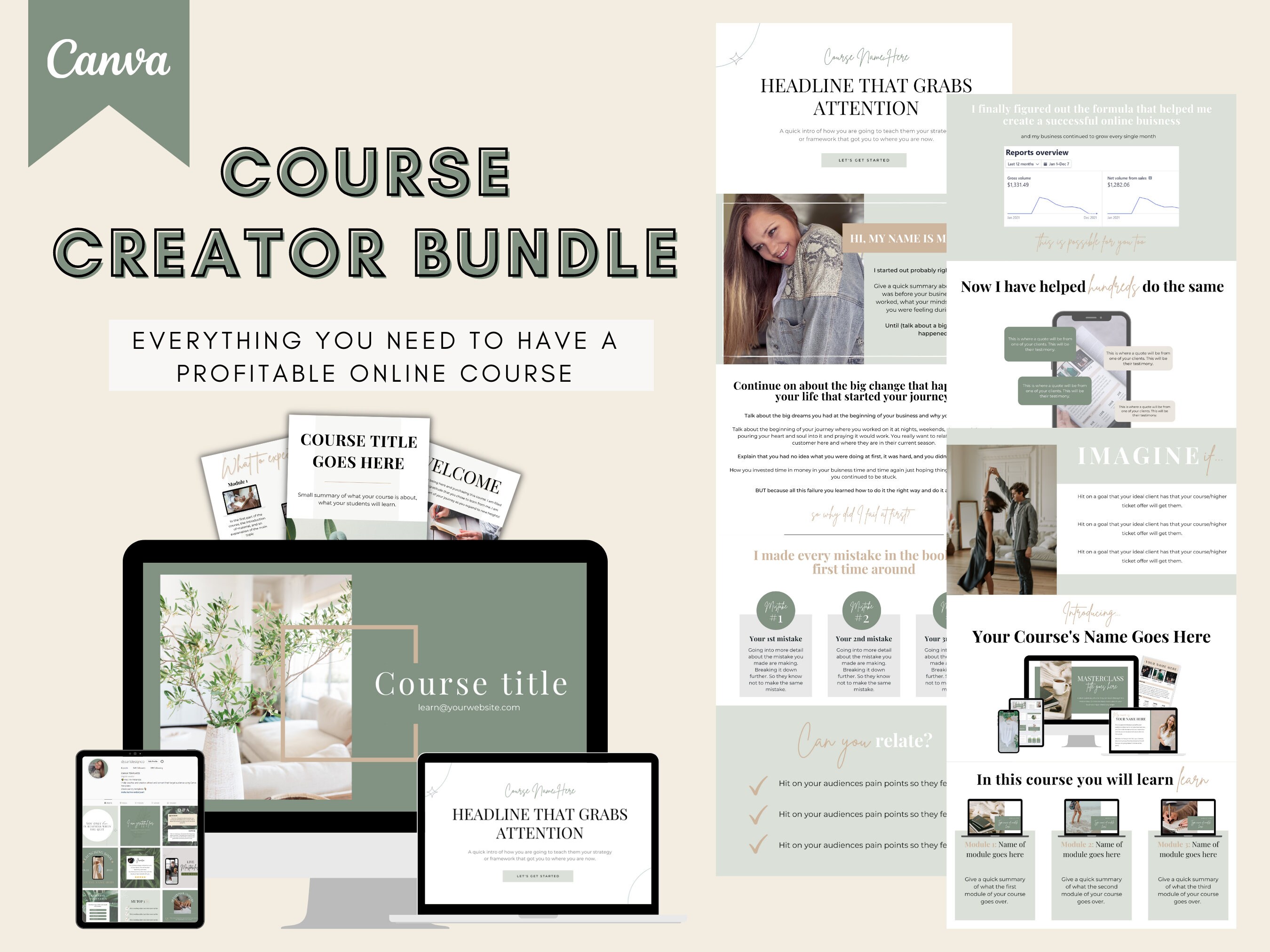 Course Creator Template Bundle, Course Creator Template, Course ...