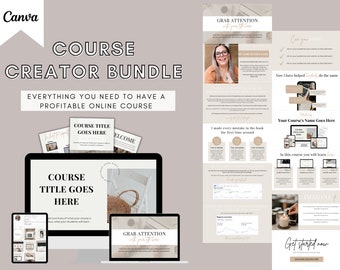 Course Creator Template Bundle, Editable Canva Templates, Webinar ...