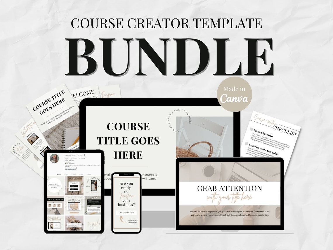 Course Creator Template Bundle, Editable Canva Templates, Webinar ...