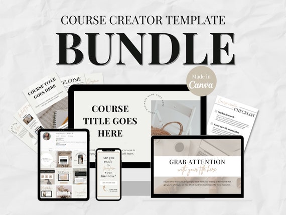 Course Creator Template Bundle Editable Canva Templates | Etsy