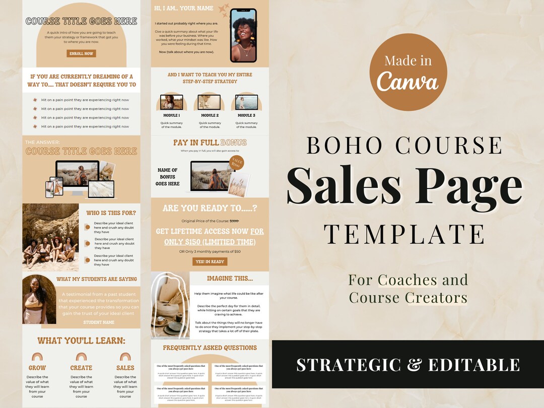 Website Template Canva, Sales Page Template Canva, Canva Website ...