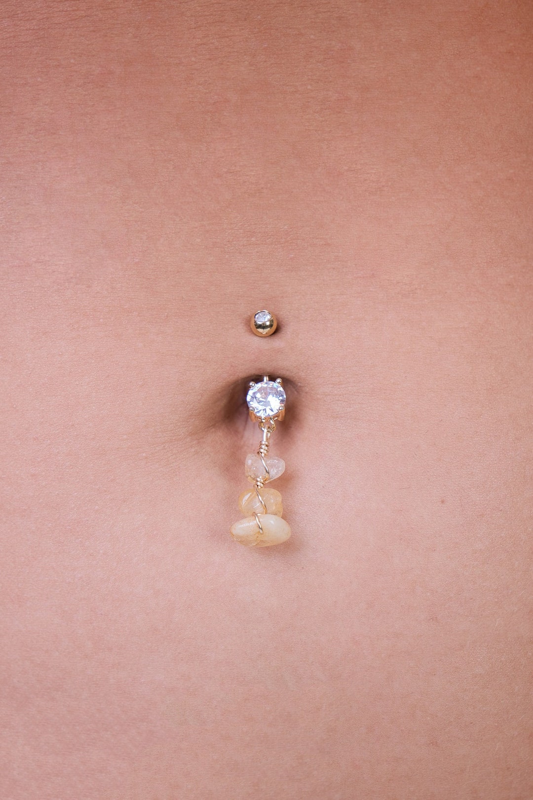 Citrine Navel Piercing Wire Wrapped Surgical Steel November Birthstone ...