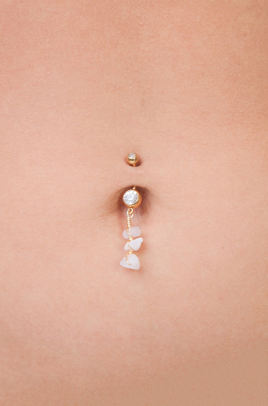 Rose Quartz Wire Wrapped Belly Button Ring Heart Chakra Gemstone ...