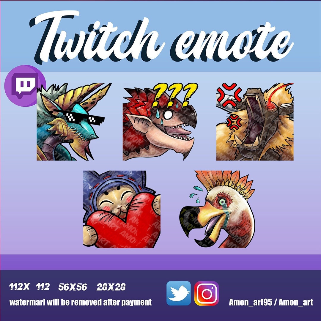 5x Funny&cute Twitch//discord Emote Monster Hunter - Etsy